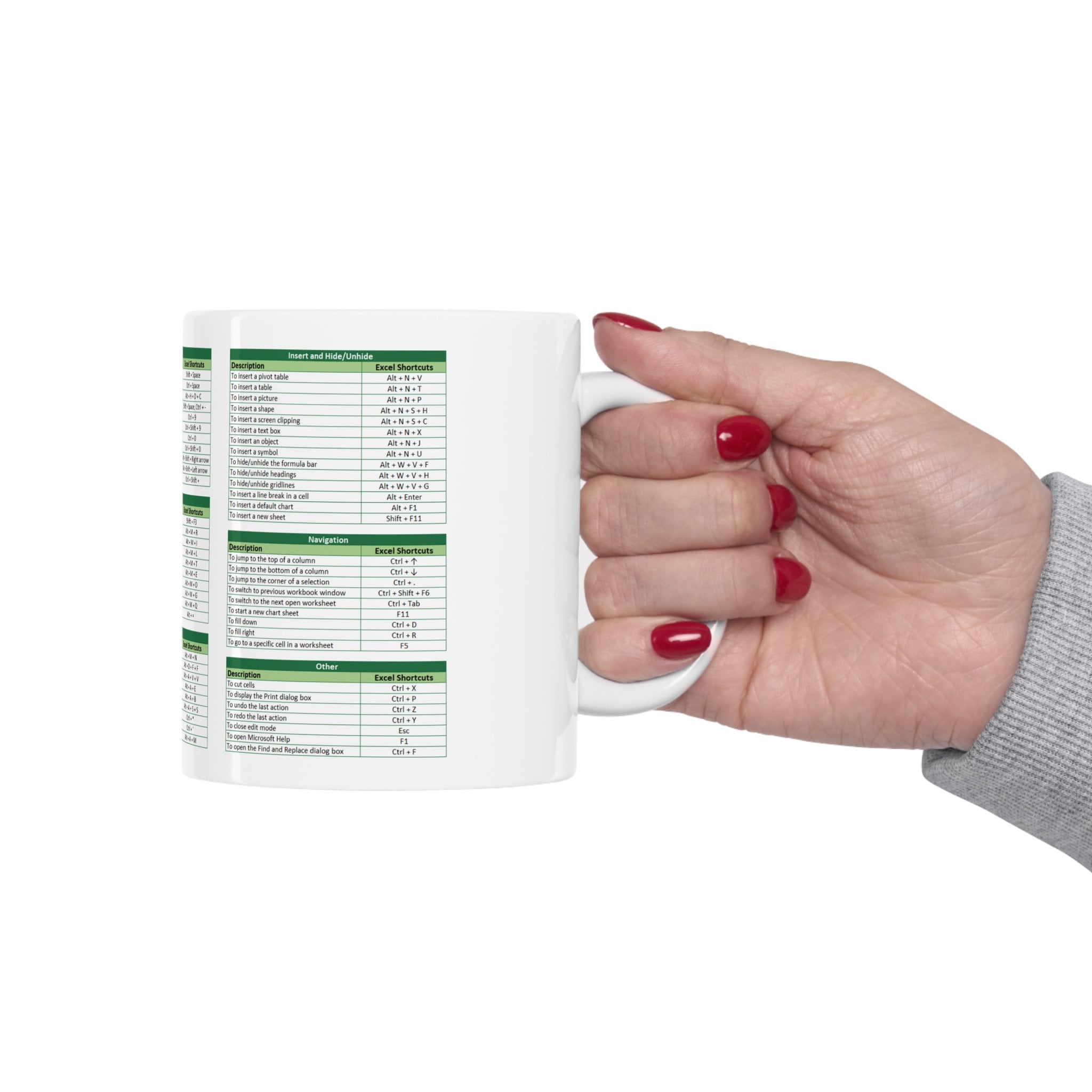Excel Shortcut Mug | Keyboard Shortcuts Spreadsheet Mug | Excel Cheat ...