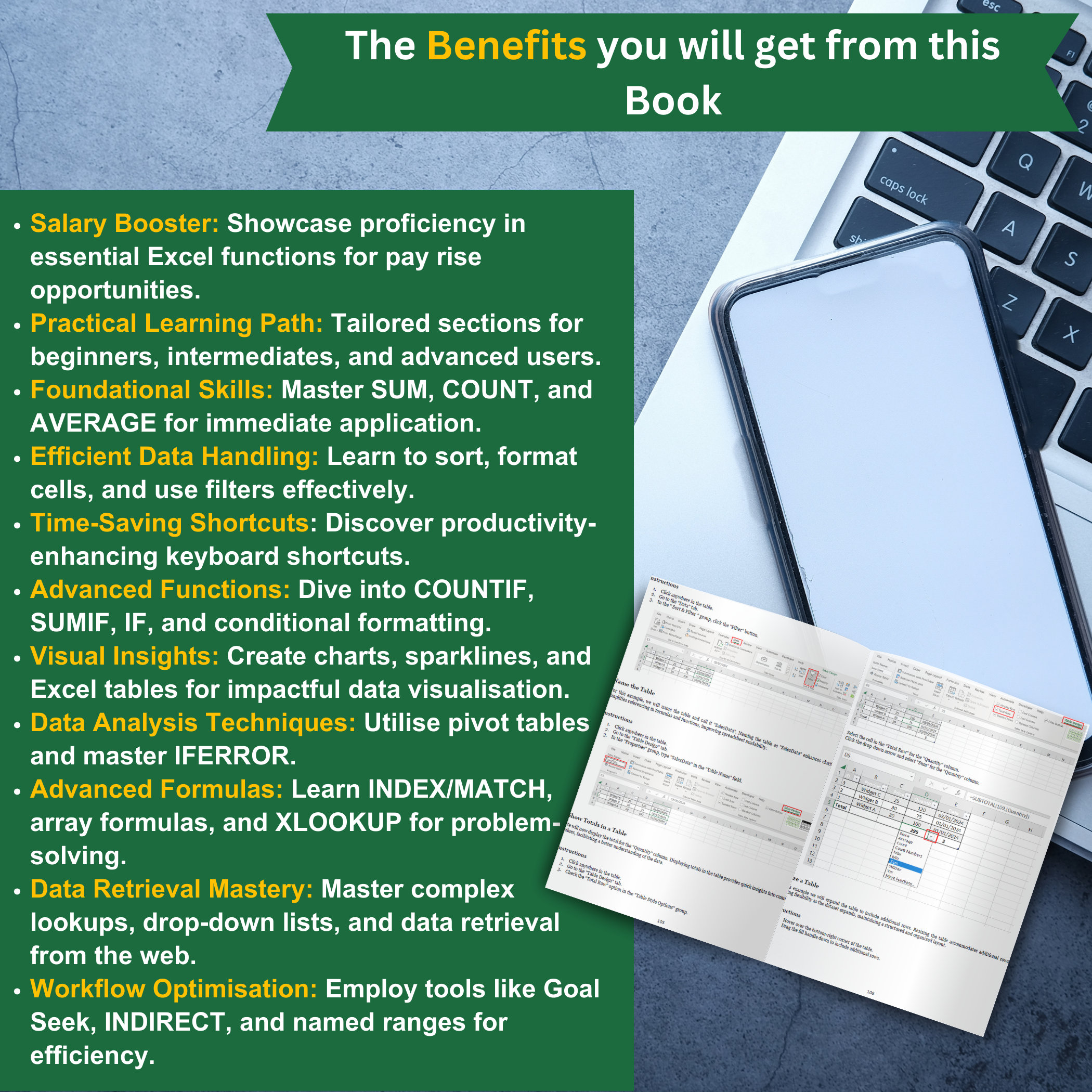 Microsoft Excel Spreadsheet Guide Book: Master the Essential Excel ...