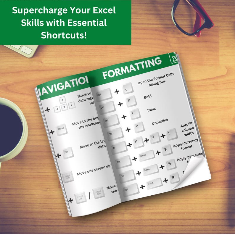 Excel Cheat Sheet | Excel Shortcuts | Keyboard Shortcuts | Excel Book | Microsoft Office 365 - Etsy