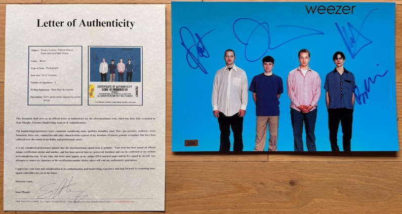 Weezer Full Band Signed Autographed 8x12 Inch Photo + COA - Etsy