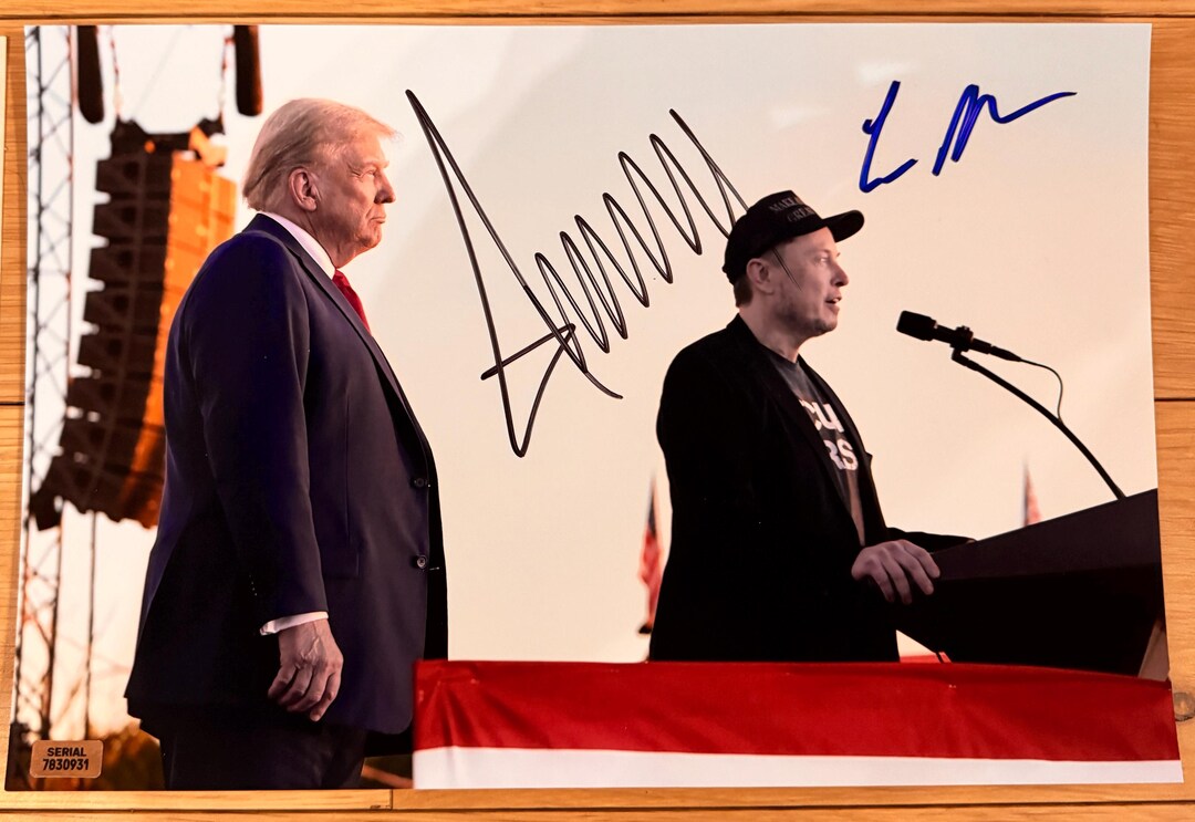 Donald Trump and Elon Musk Dual Signed Autographed 8x12 Inch Photo ...