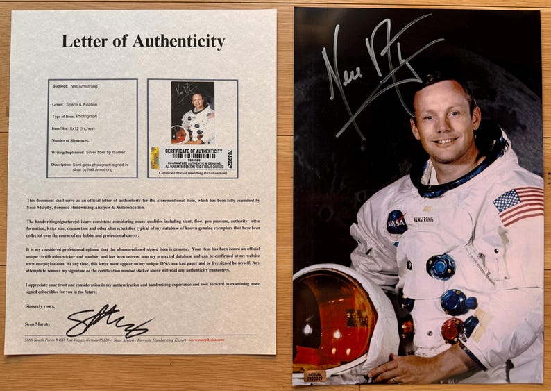 Neil Armstrong Apollo 11 Signed Autographed 8x12 Inch Photo + COA - Etsy