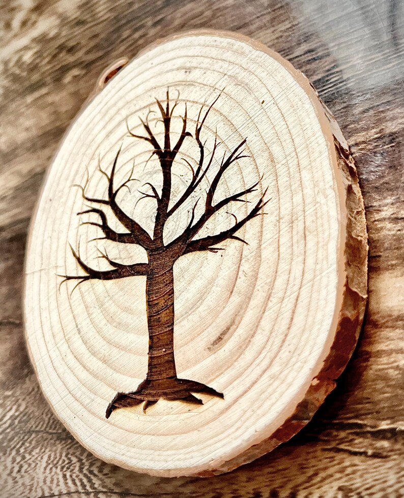 Wood Hand Painted Engraved Oak Tree Coasters Nature Decor - Etsy