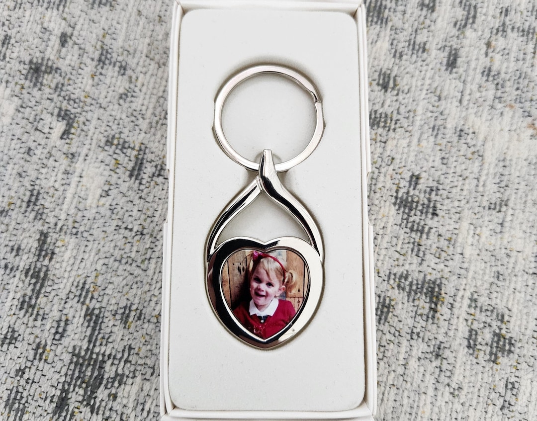Personalised Elegant Heart Shaped Key Ring Picture Keyring Mothers Day ...