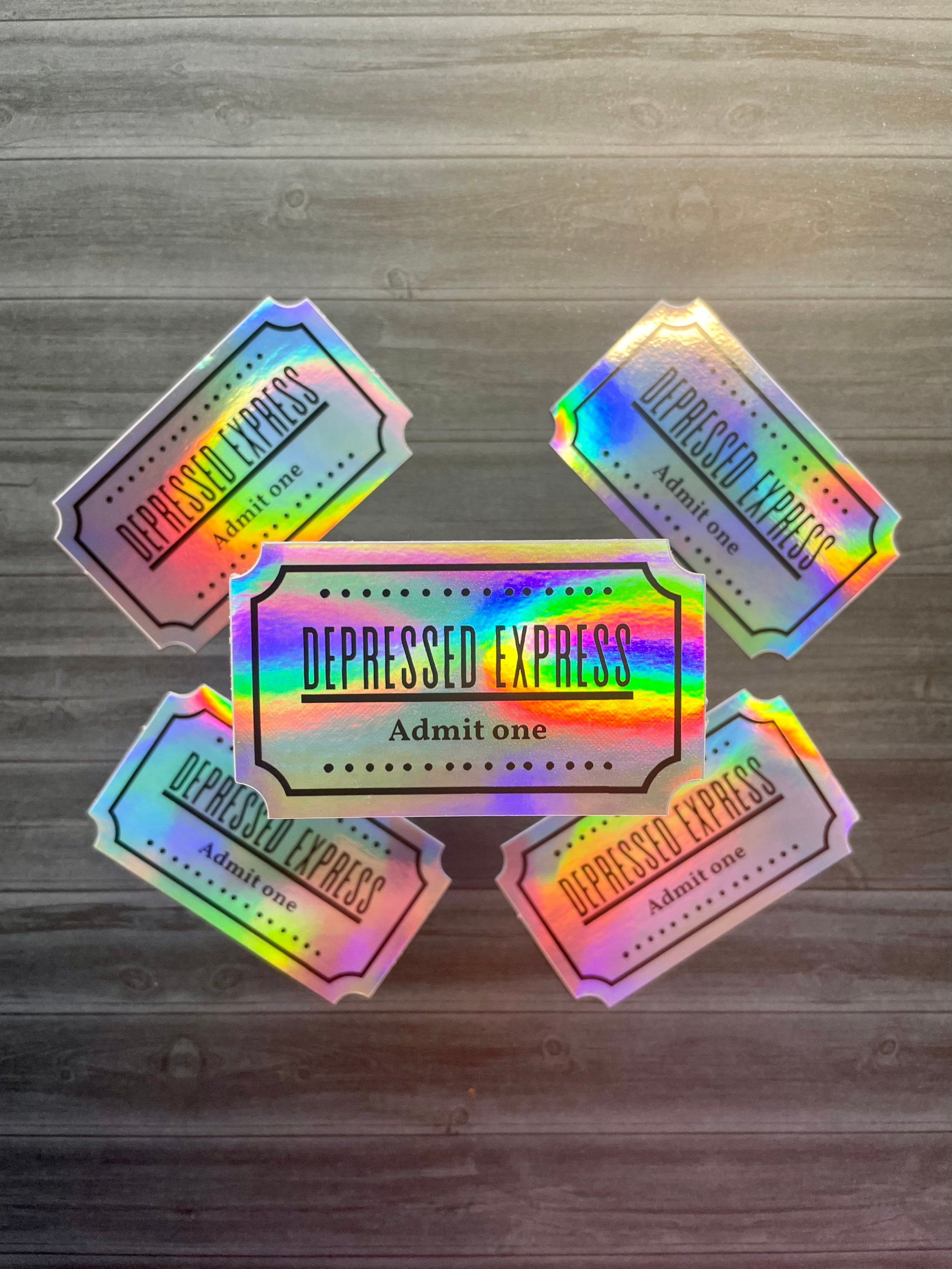 Iridescent Sticker: Holographic Sticker, Depressed Express, Ticket Stub ...