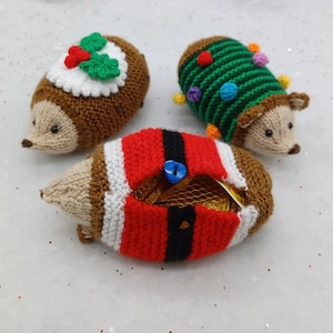 PDF Knitting Pattern DK Christmas Hedgehog Decoration Gift Bag Toy Gift ...