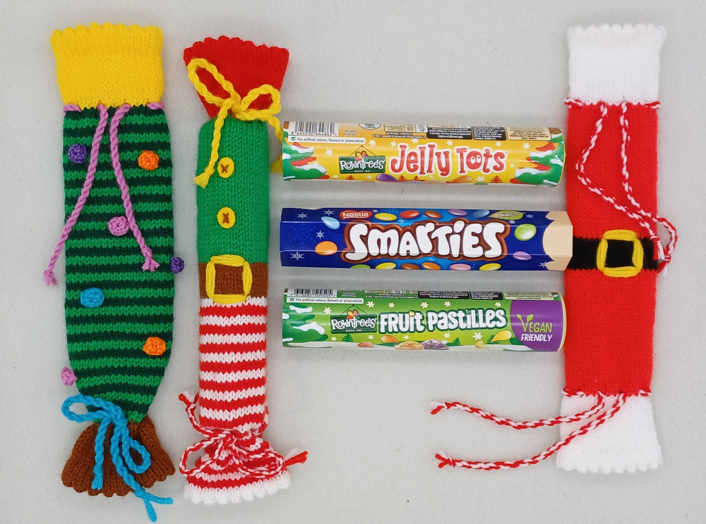 Christmas Knitting Patterns Sweet Tube Covers: Elf, Santa, Tree (PDF ...