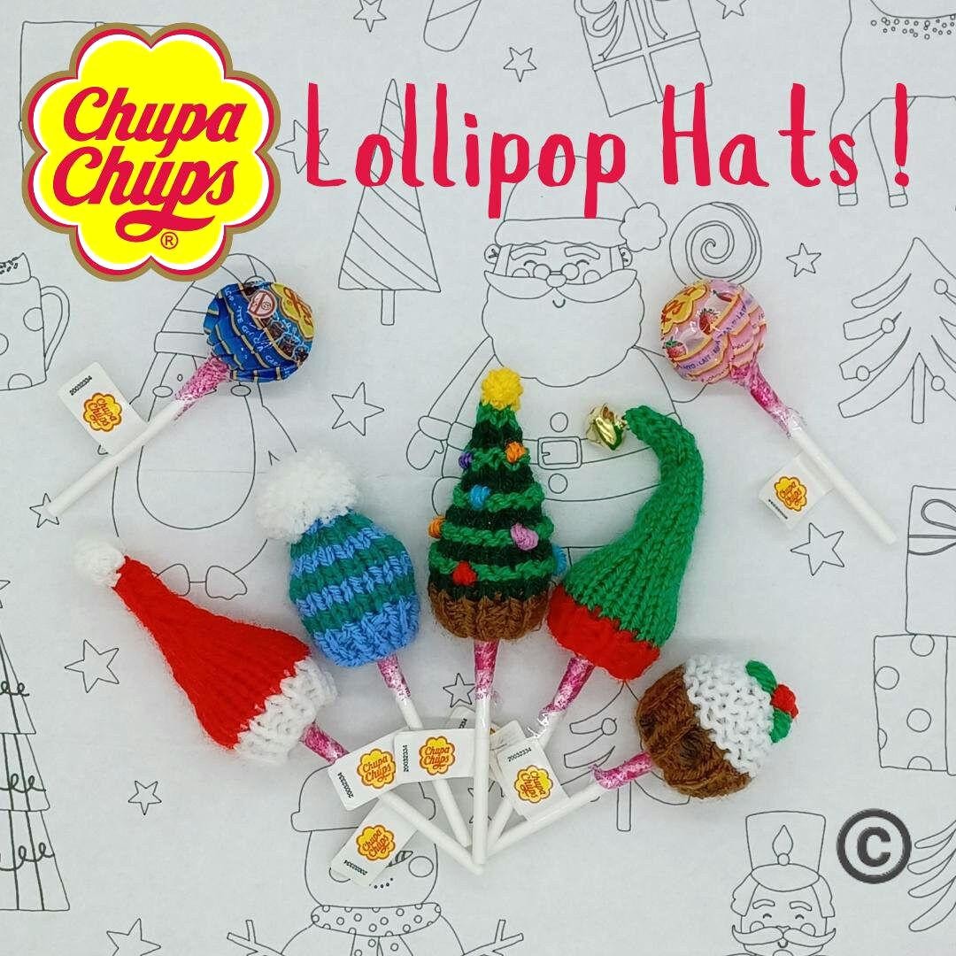 PDF Christmas Knitting Pattern DK Lollipop Hats Decoration Gift Charity Knit EASY Santa Elf ...