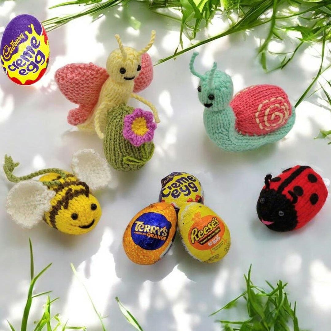 Knitted Garden Critters Easter Knitting Pattern Creme Egg Covers: Bee ...