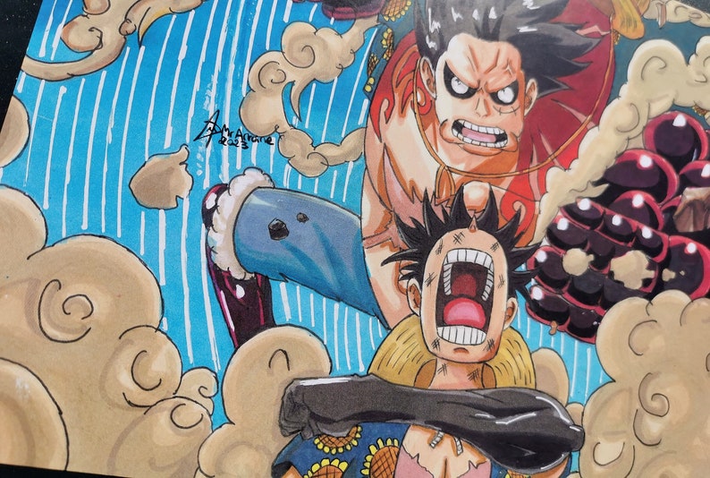 Print Illustration Composition Luffy Gear Fourth - One Piece - Alcohol ...