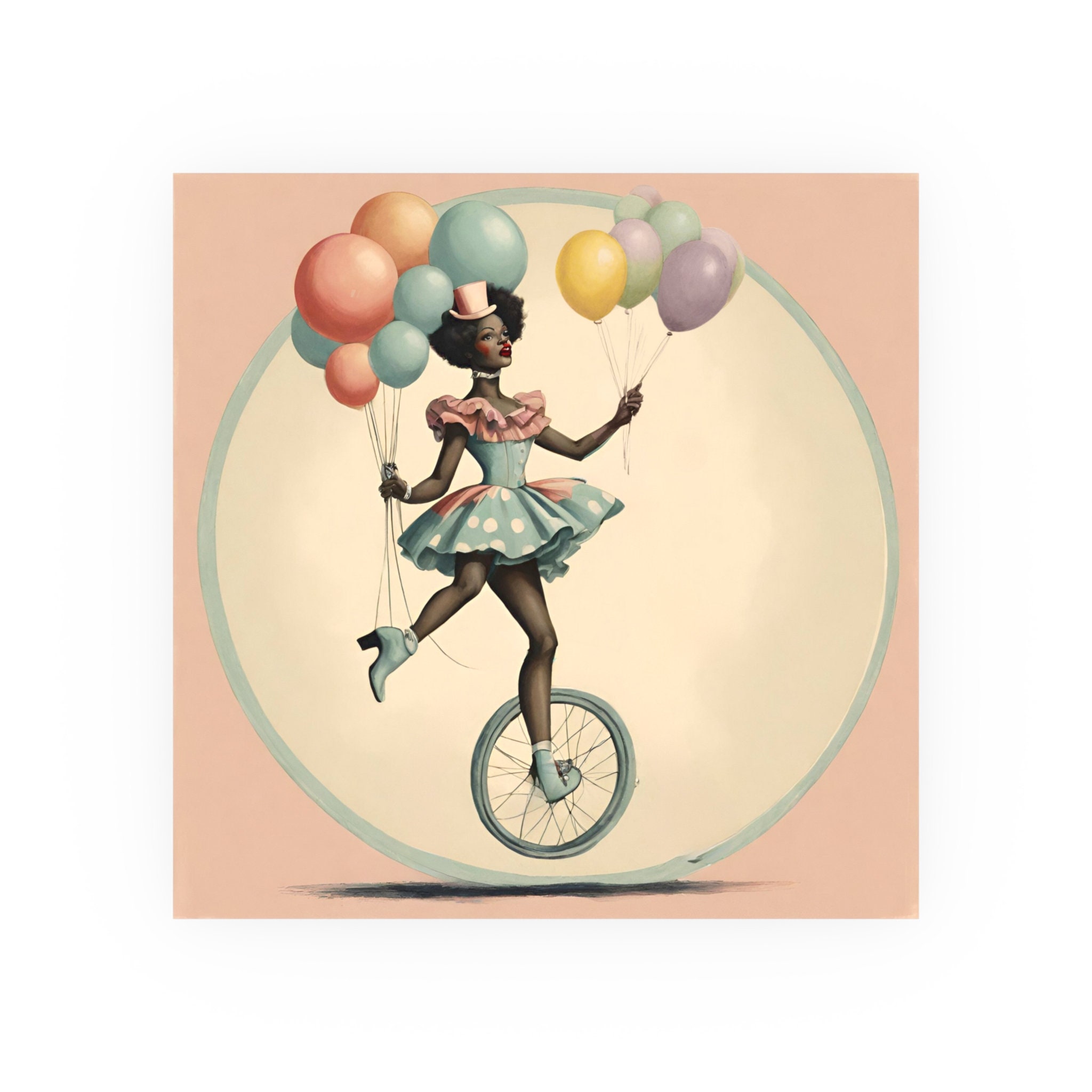 Poster, Carnival Circus Clown Collection, Unicycle Clown, Pastel Decor ...