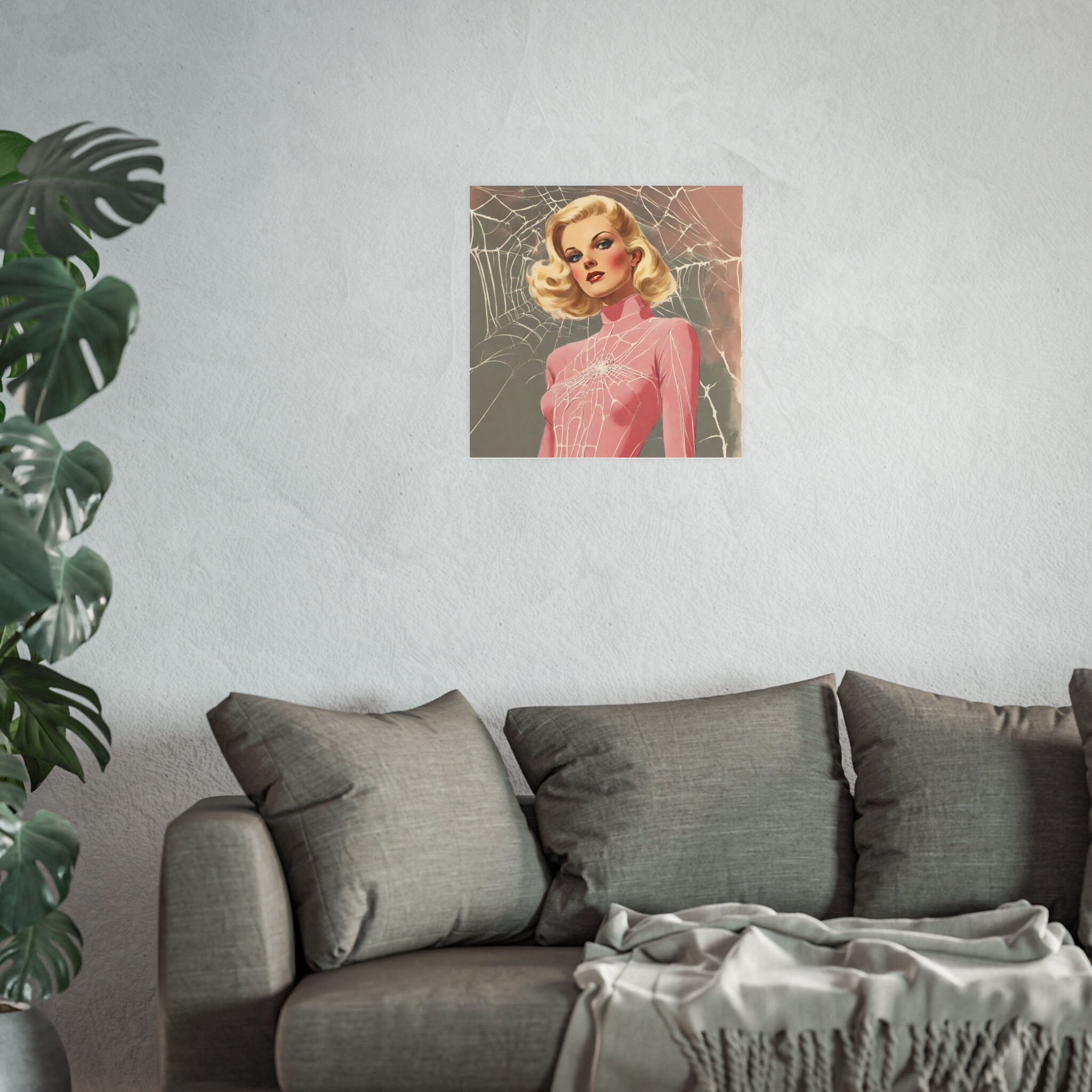 Pink Spider Girl Fan Art Poster, Vintage Style Wall Art, Satin and ...