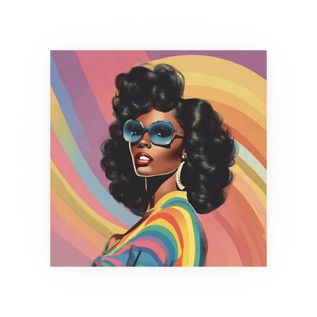 Rainbow Portrait, Retro Art Poster, Vintage Style Wall Art, Satin and ...