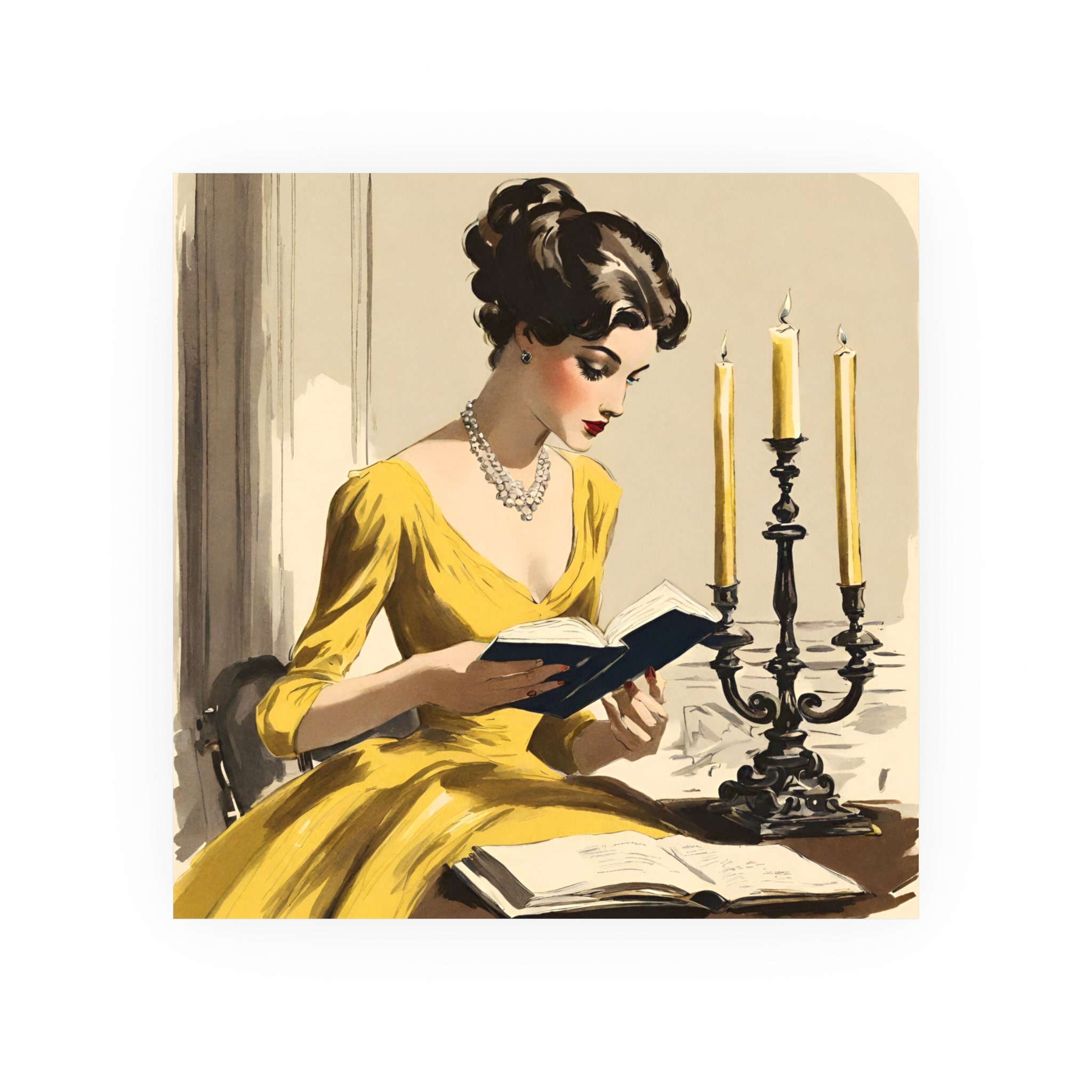 Yellow Princess Library Fan Art Poster, Vintage Style Wall Art, Satin and Archival Matte Posters ...