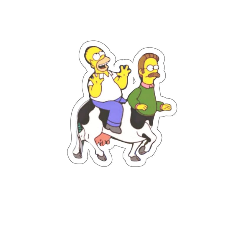 The Simpsons Sticker - Homer Riding Ned Funny Vinyl Sticker - Etsy