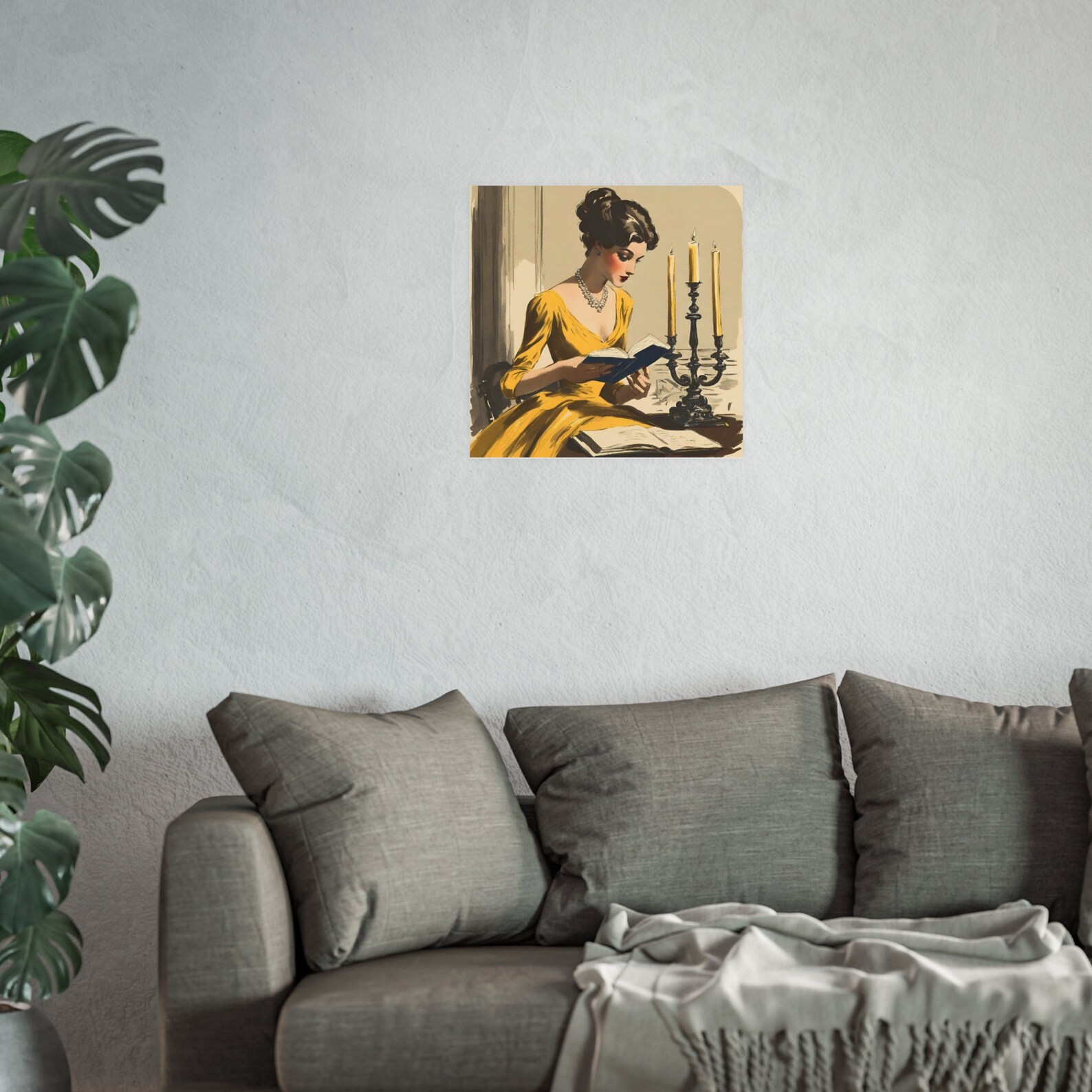 Yellow Princess Library Fan Art Poster, Vintage Style Wall Art, Satin ...