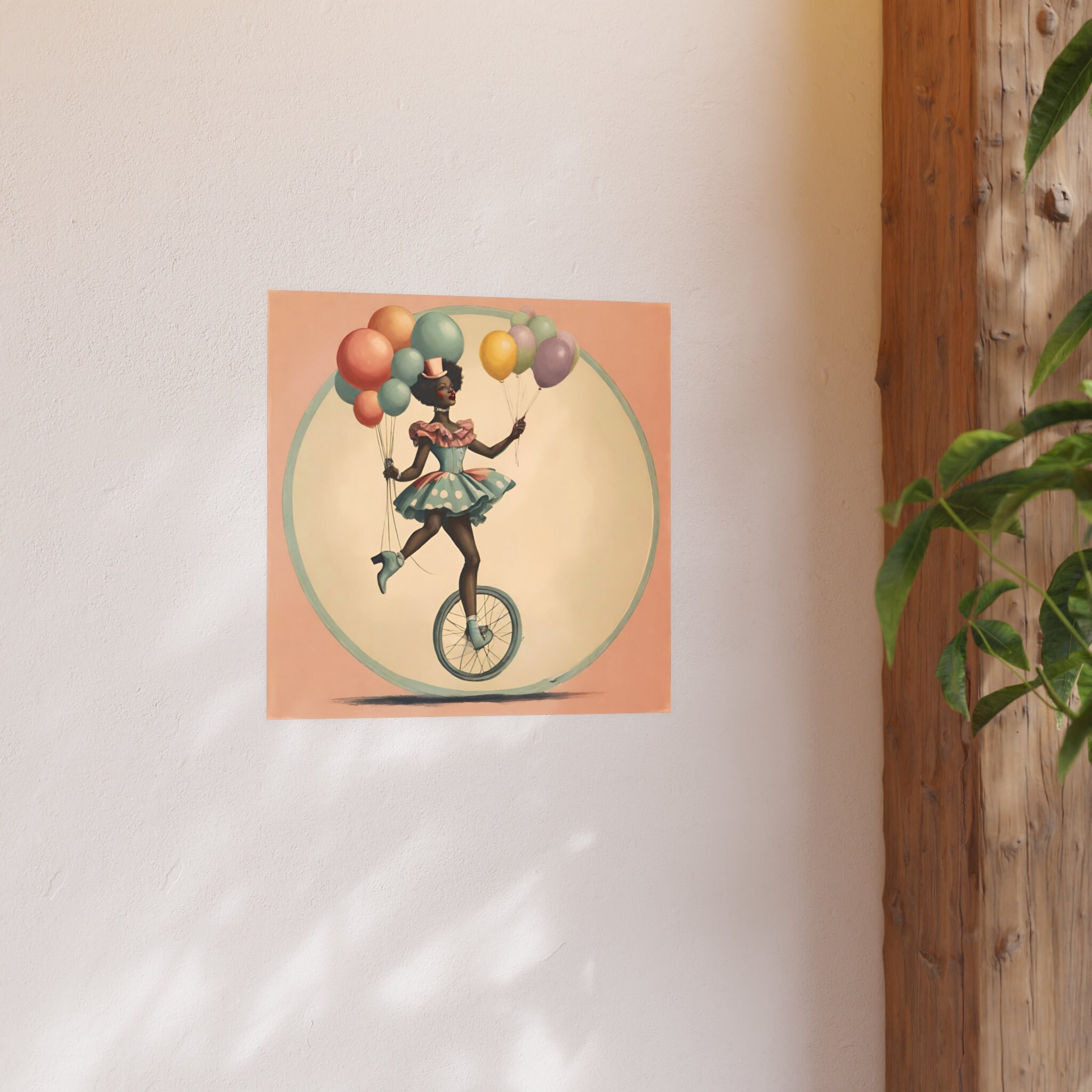 Poster, Carnival Circus Clown Collection, Unicycle Clown, Pastel Decor ...