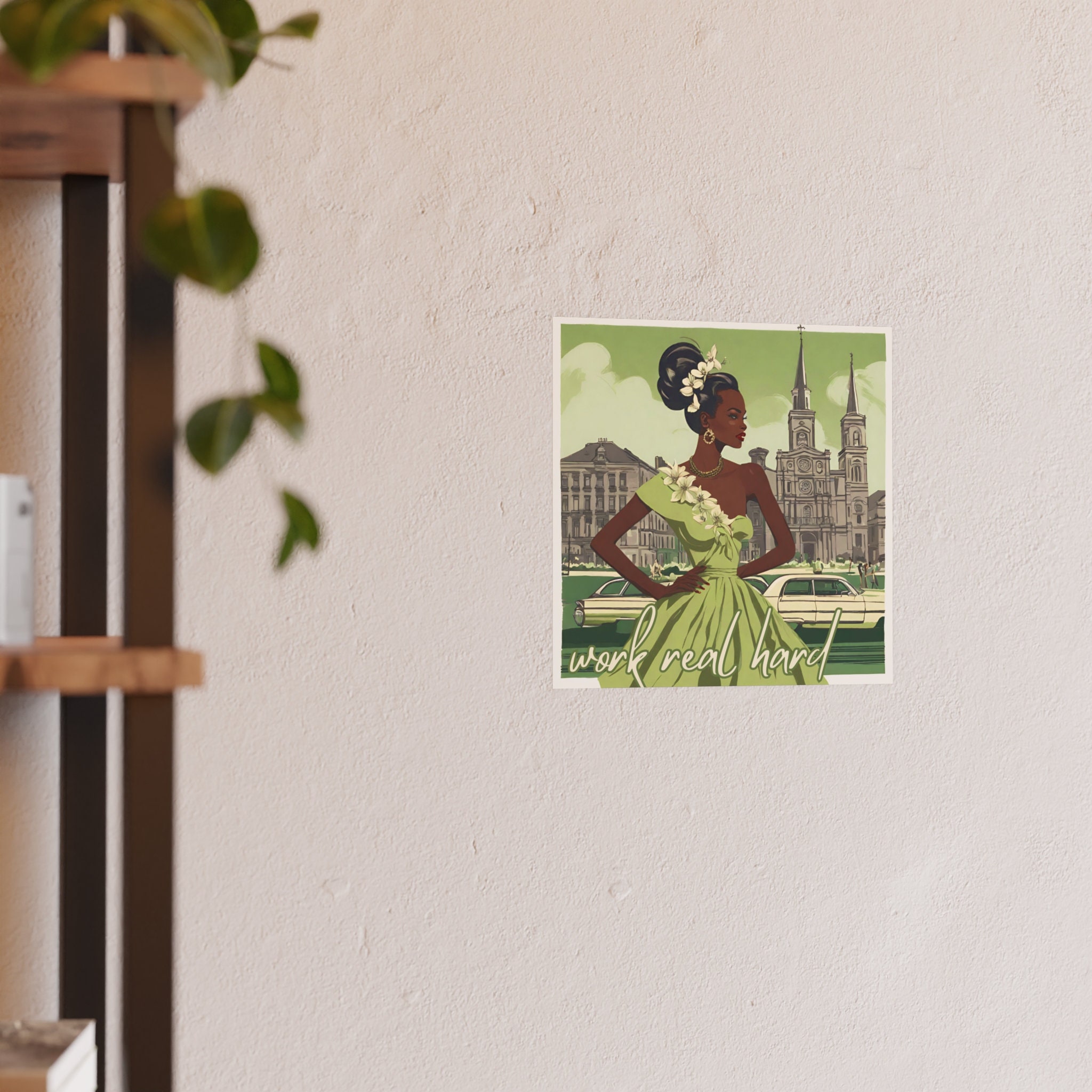 Princess Poster, Tiana Fanart, Green Vintage Style Wall Art, Satin and ...