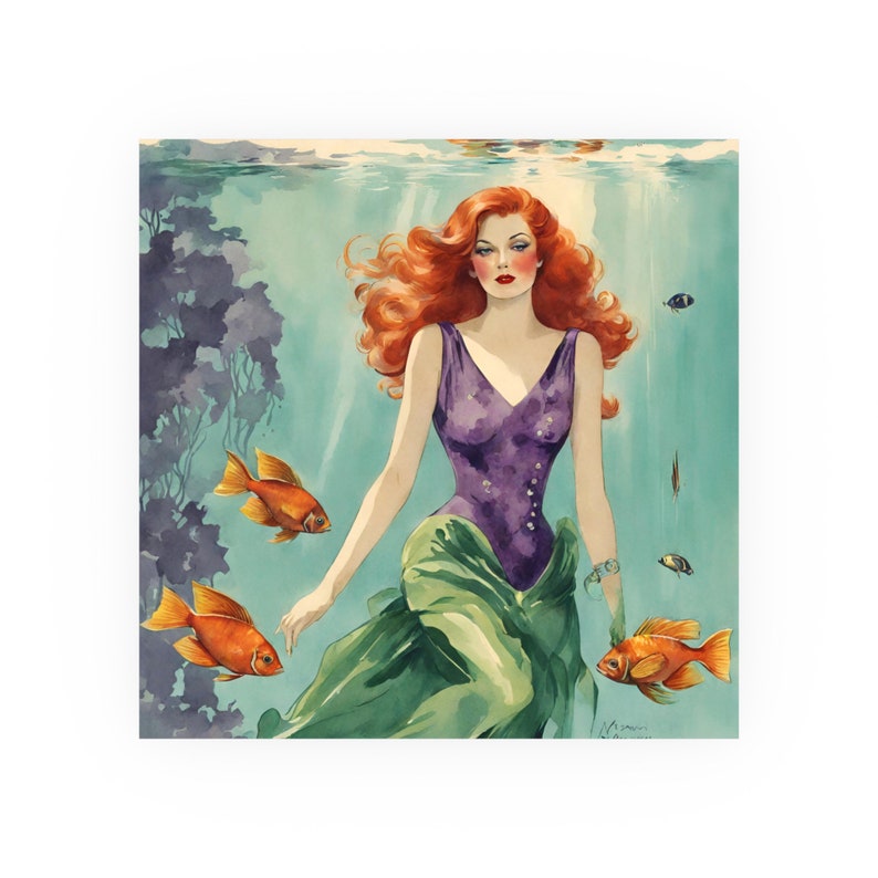 Little Mermaid Poster, Princess Ariel Fanart, Vintage Style Wall Art ...
