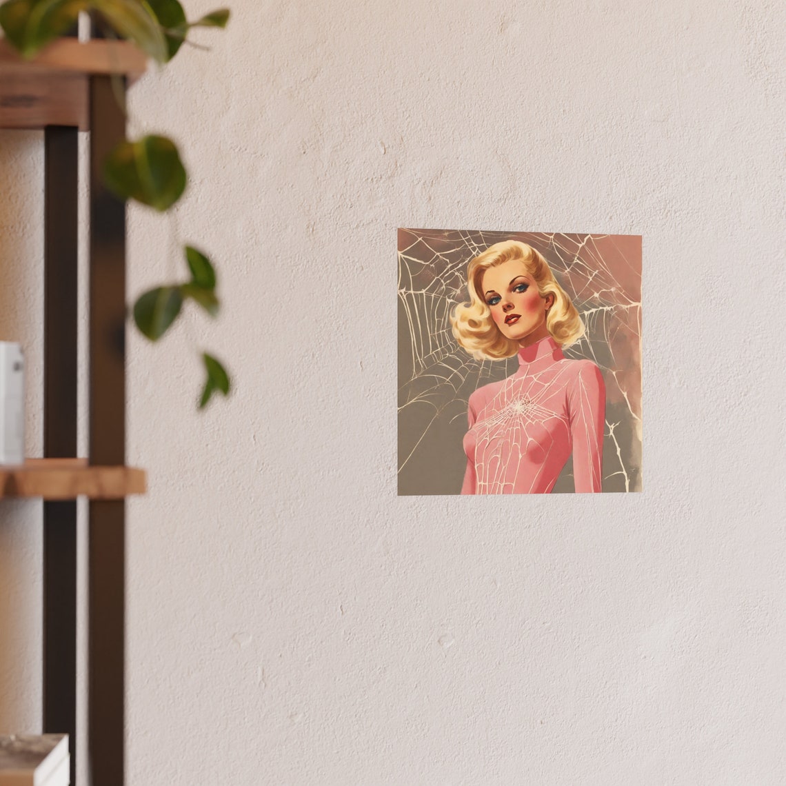 Pink Spider Girl Fan Art Poster, Vintage Style Wall Art, Satin and ...