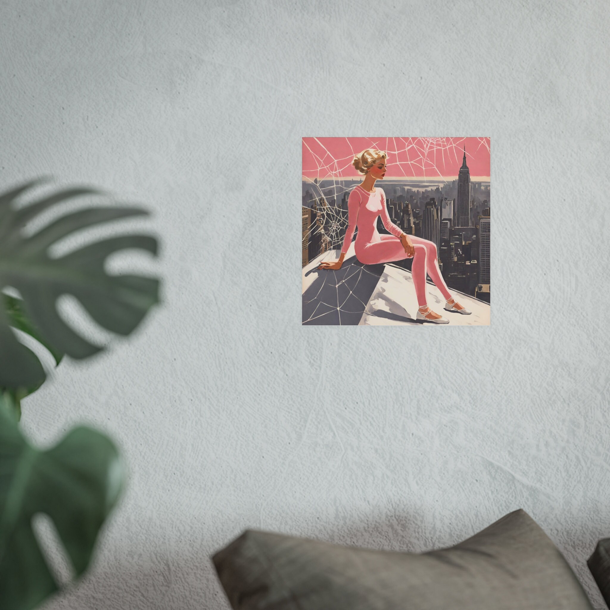 Pink Spider Girl NYC Poster, Vintage Style Wall Art, Satin and Archival ...