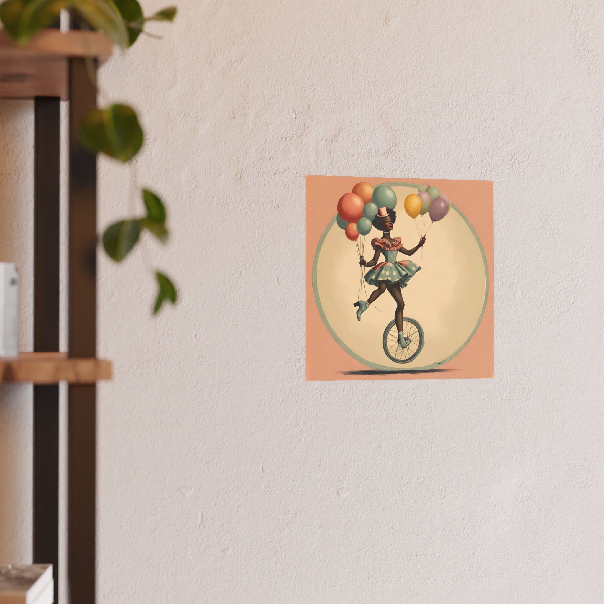 Poster, Carnival Circus Clown Collection, Unicycle Clown, Pastel Decor ...