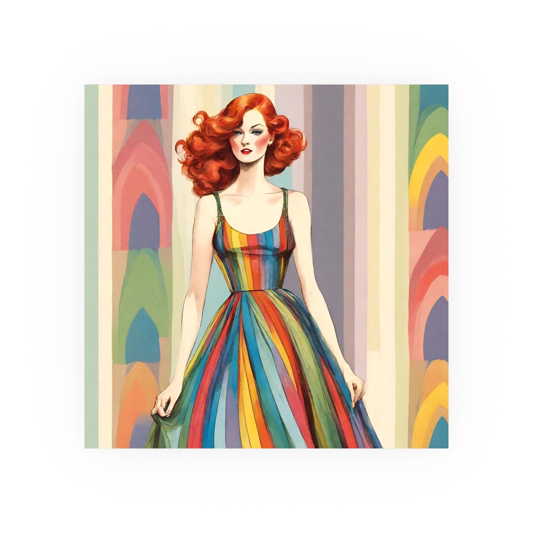 Rainbow Portrait, Art Poster, Vintage Style Wall Art, Satin and ...