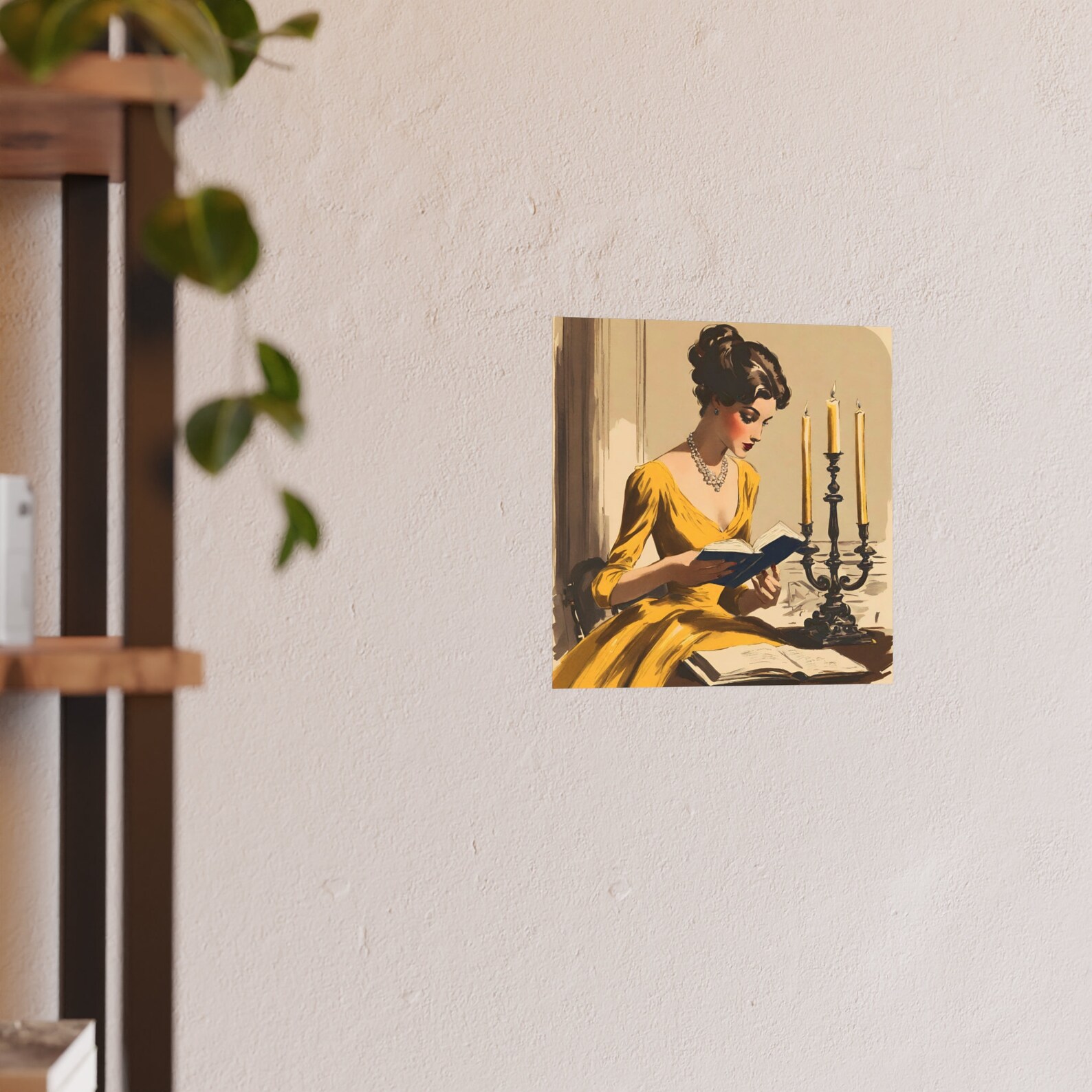 Yellow Princess Library Fan Art Poster, Vintage Style Wall Art, Satin ...