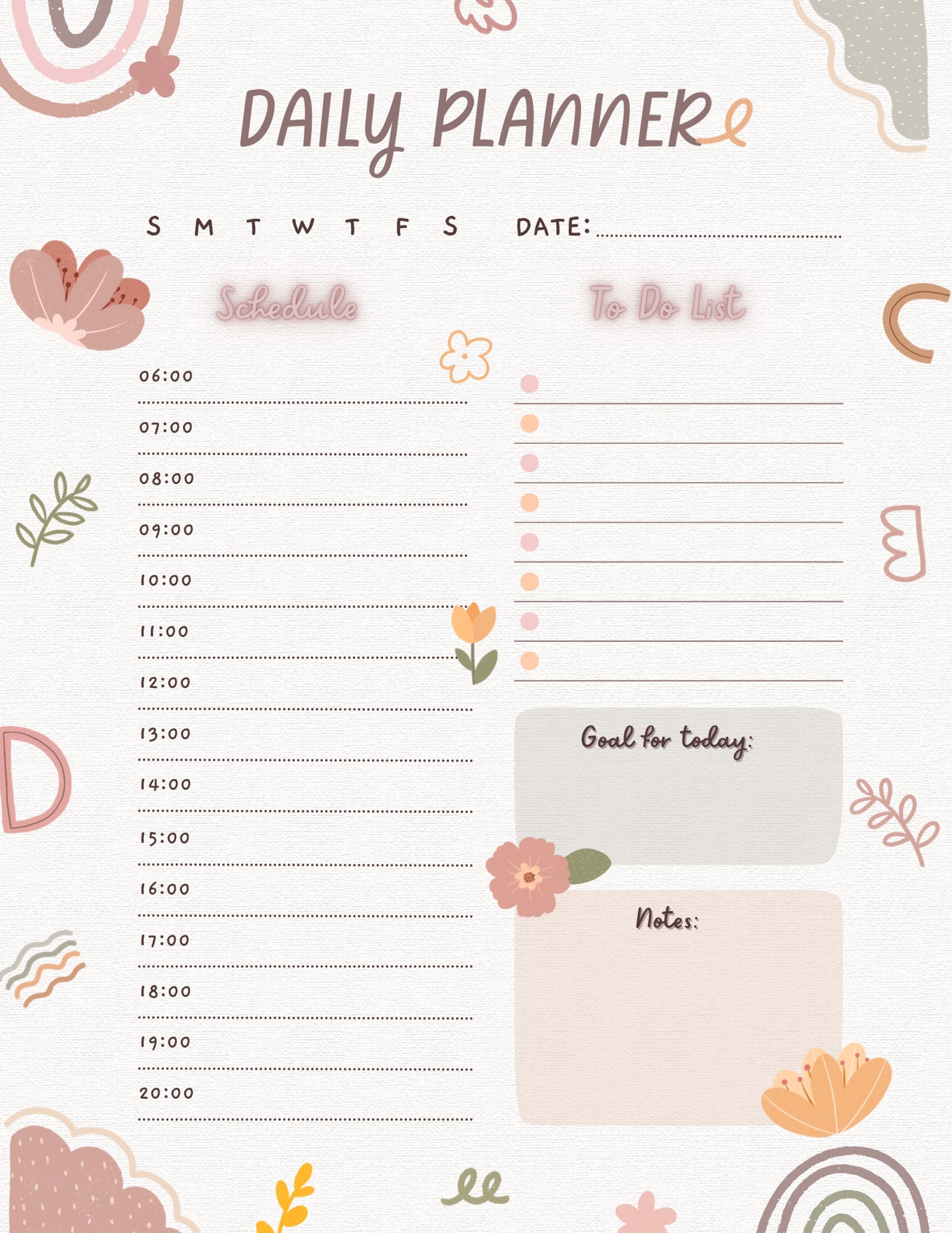 Floral Minimalist Daily Planner - Etsy
