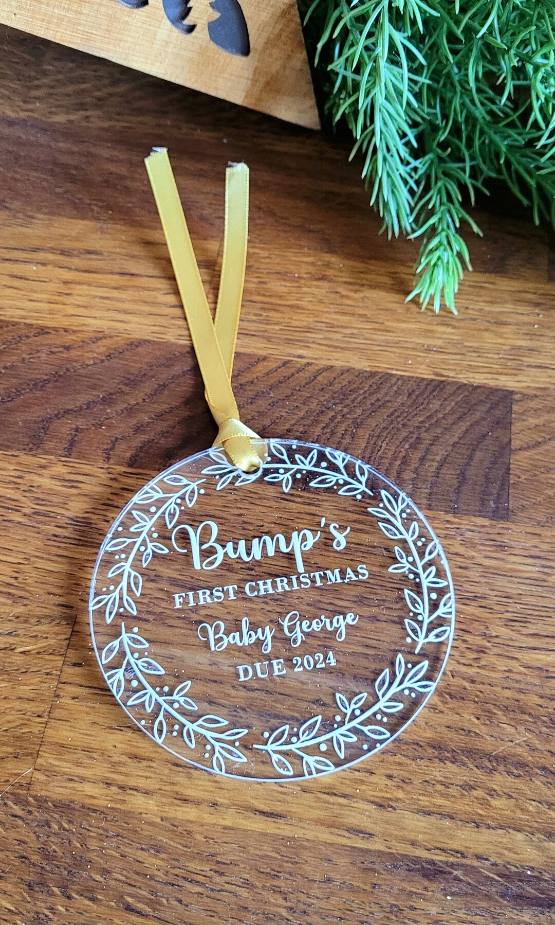 Personalised Bump Baby First Christmas Engraved Acrylic Hanging ...