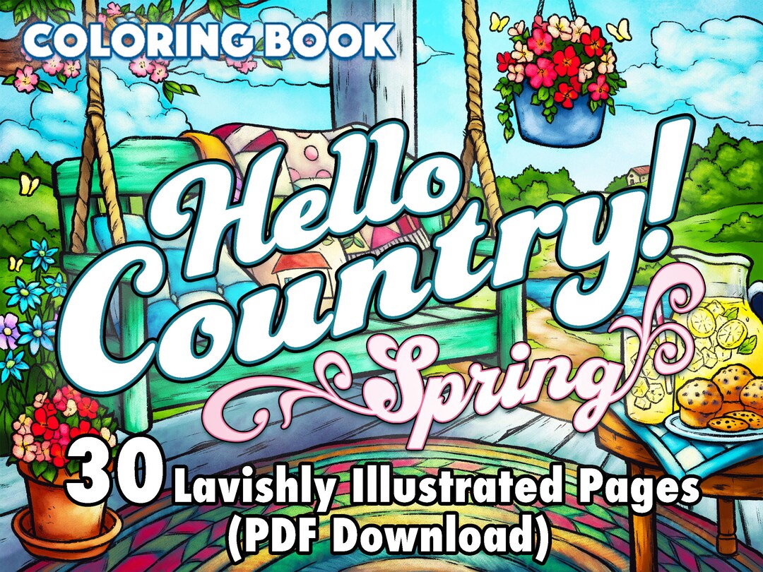 Hello Country! Spring Adult Coloring Book - Etsy