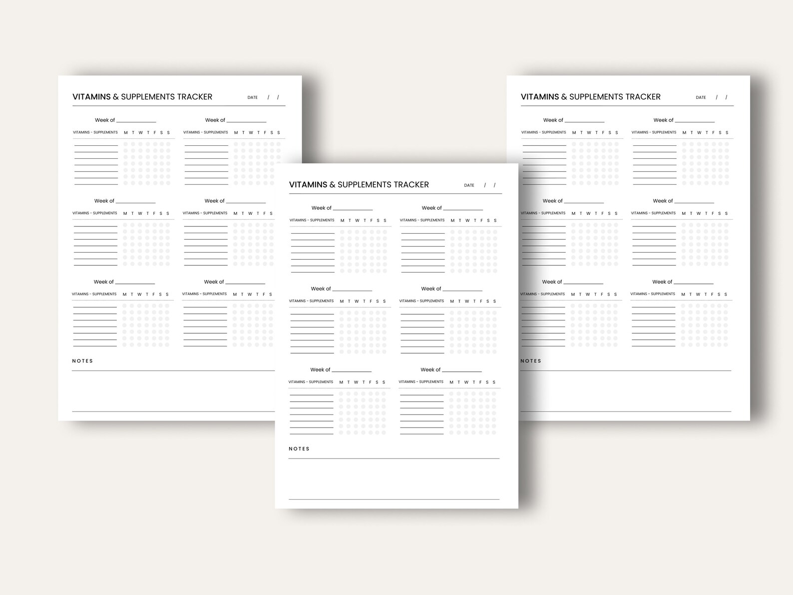 Vitamins & Supplements Tracker | Printable Health Log | Instant ...