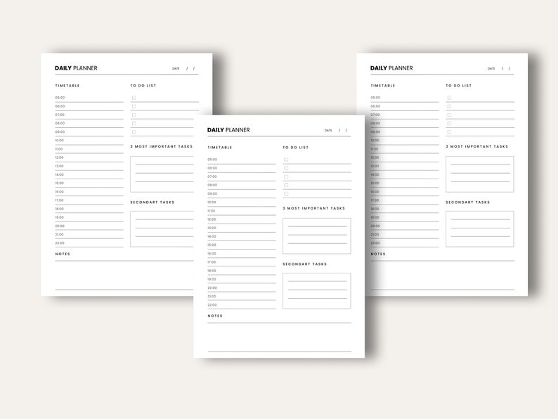 Daily Printable 1-page Planner | Instant Download | Organize Your Day ...