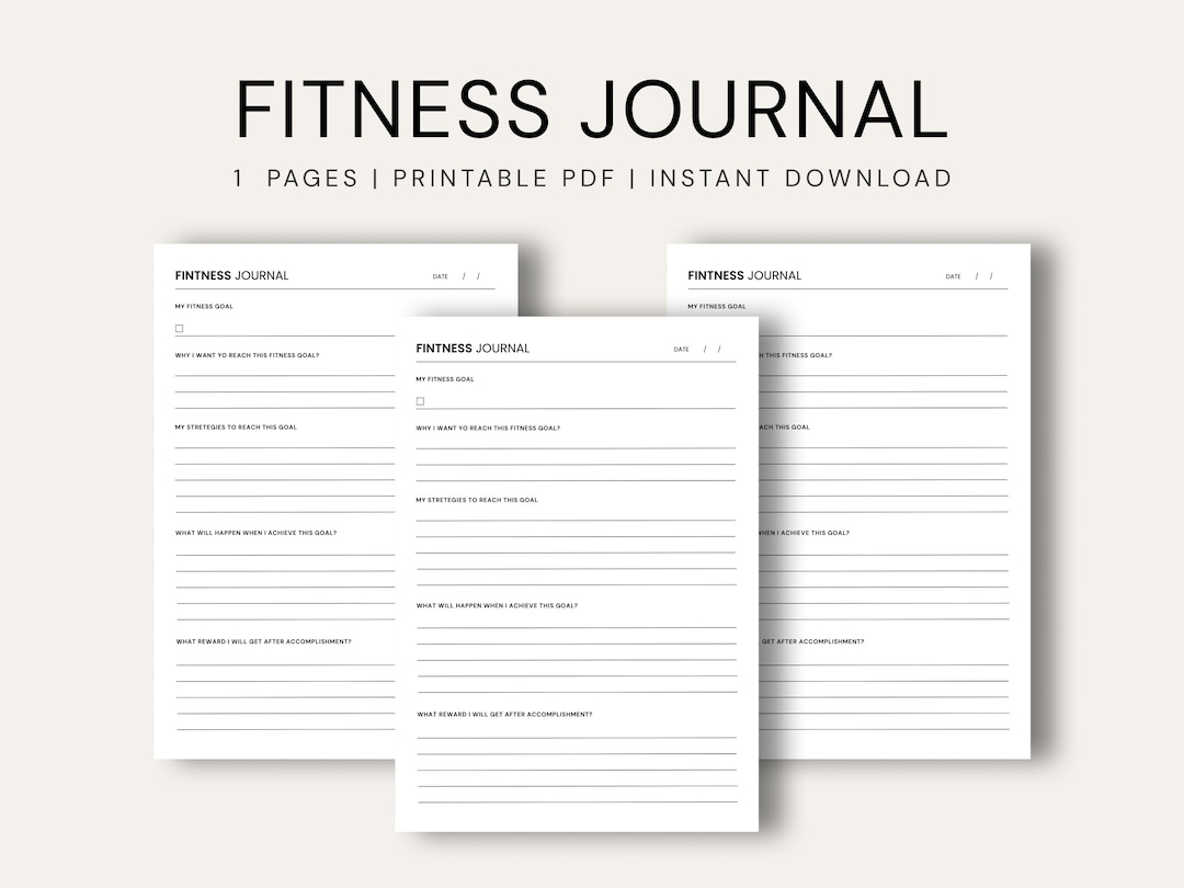 Fitness Journal | Printable Workout Log | Instant Download | Track ...