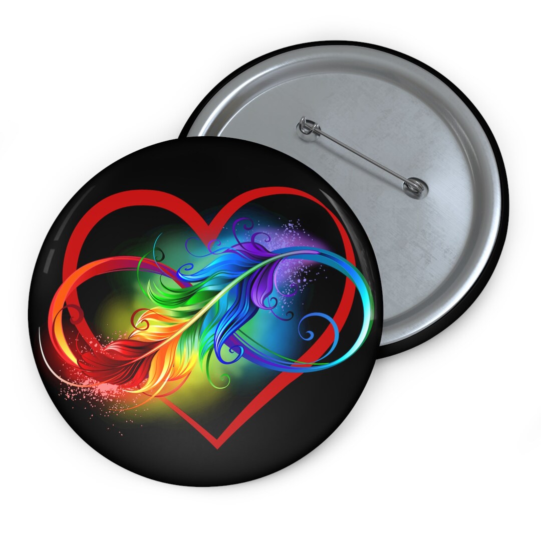 LGBTQIA Poly Heart Infinity Symbol Pin Button Polyamorous Pin ENM Pride ...