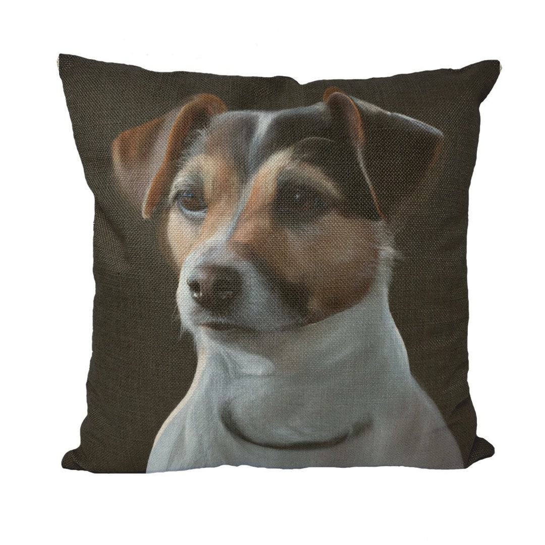 Dog Lover Throw Pillow Jack Russell Dog Portrait Painting - Etsy
