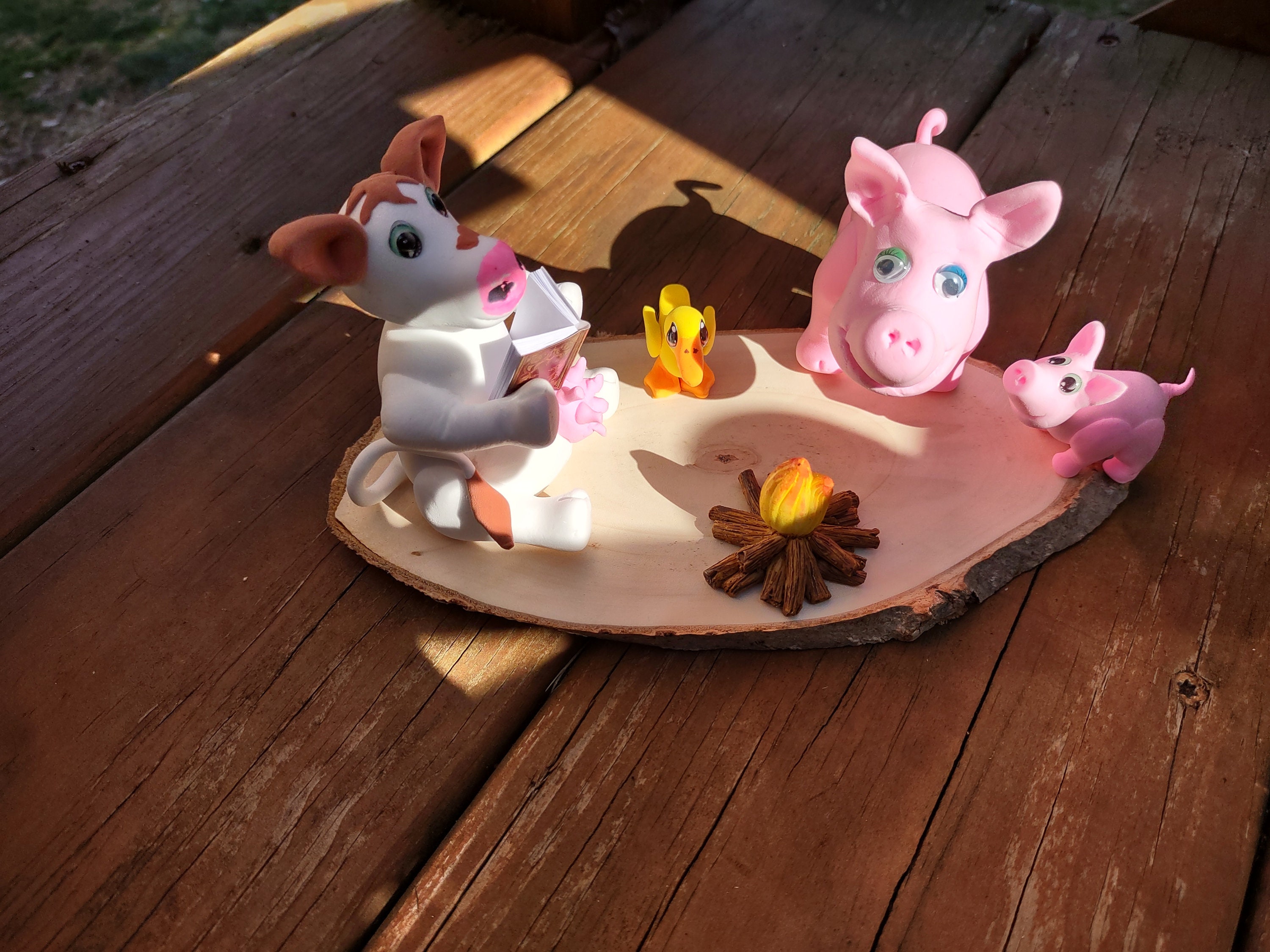 Foam Clay Figurines Barnyard Animals Cow Pig Piglet Duck Animal Scene ...