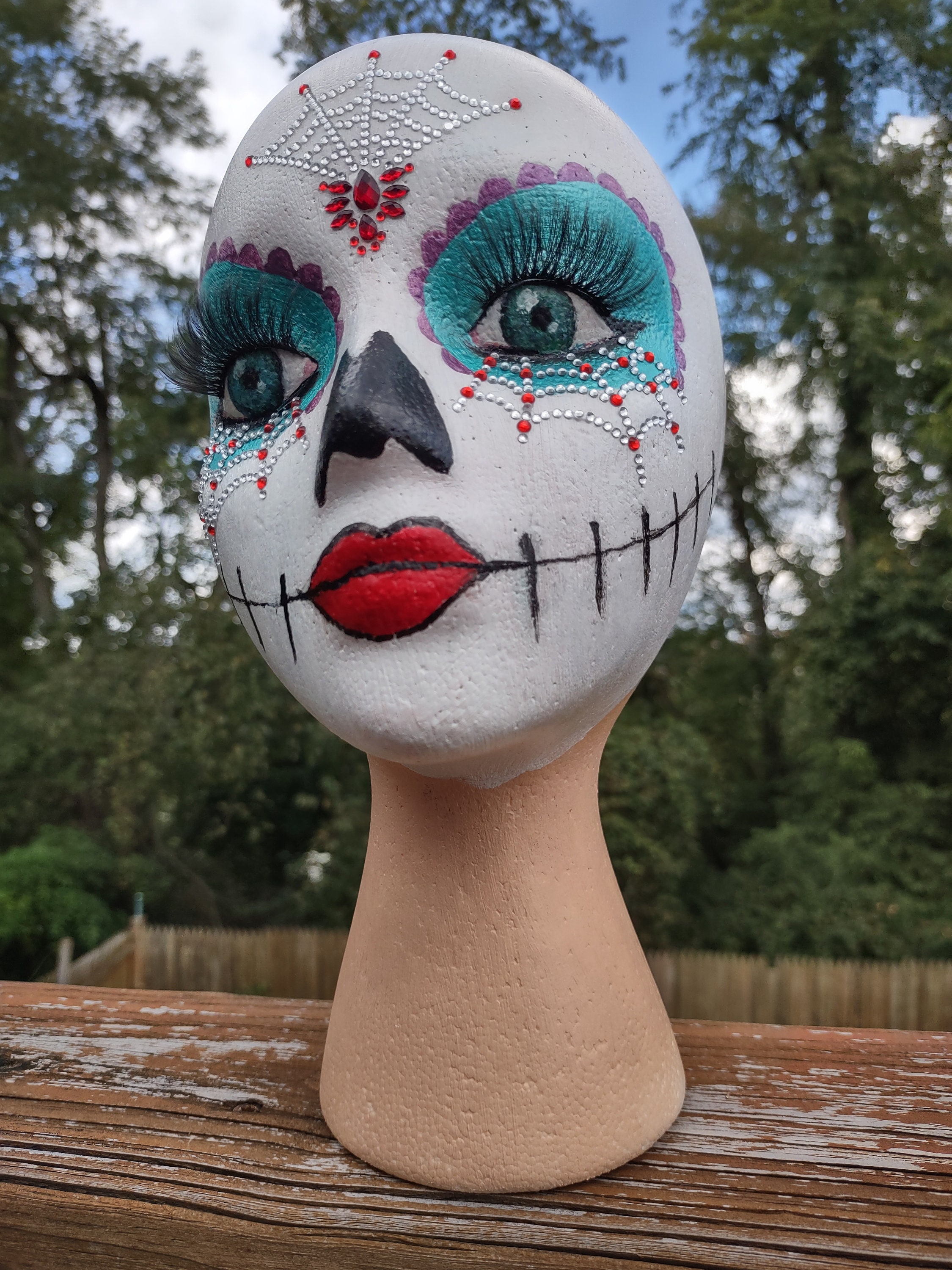 Mardi Gras Sugar Skull Day of the Dead Foam Mannequin Head. Hand ...