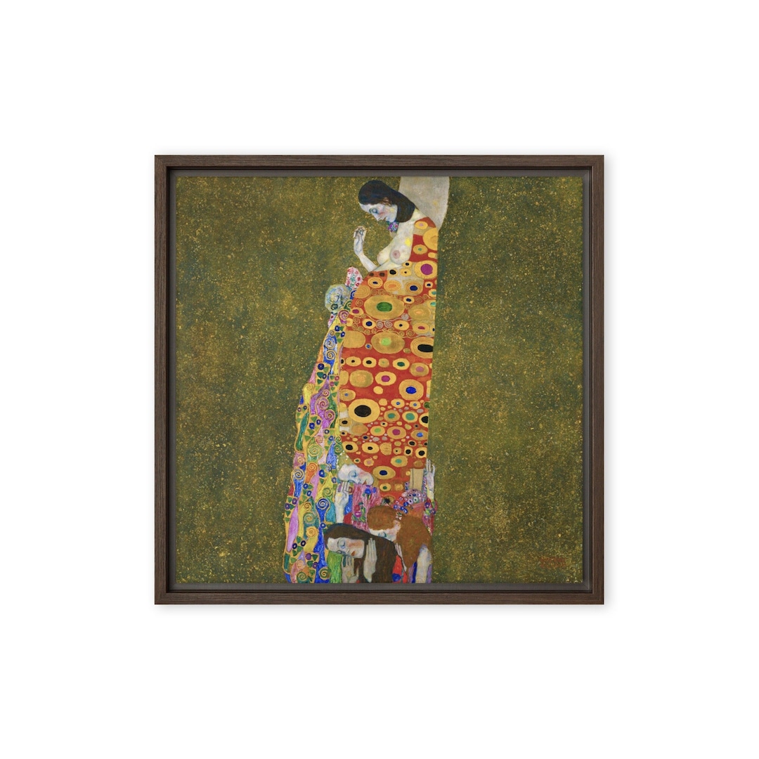 Hope II (1907–1908) by Gustav Klimt - Framed Canvas Art Print 16" X 16 ...