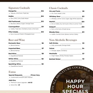Mobile Bar Price List Template: Editable Canva Design - Etsy