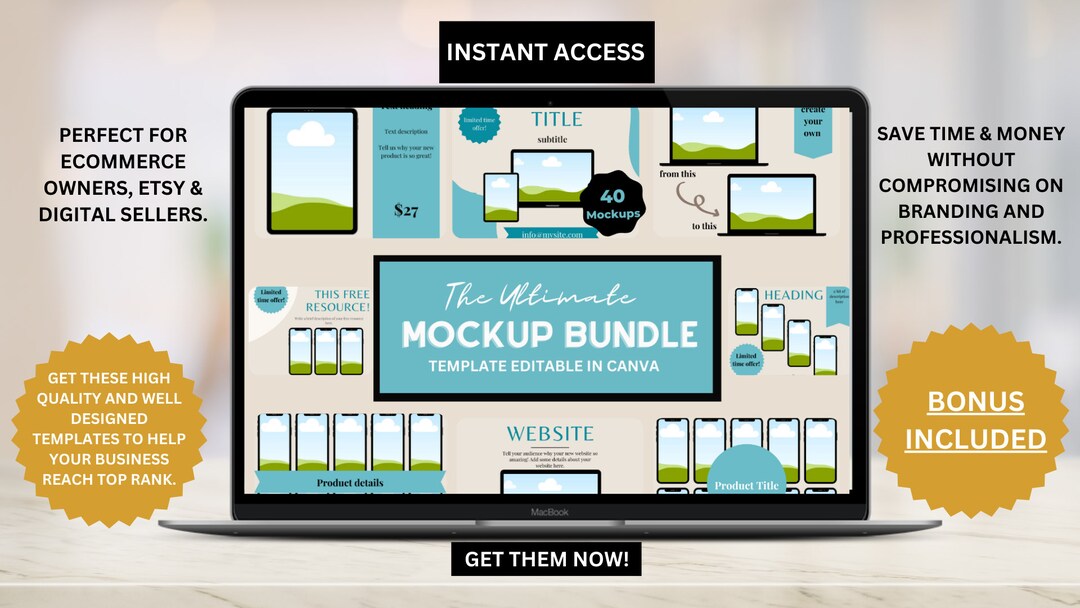 40 Canva Mockup Templates Bundle by Generational Luxury •esty, Shopify ...