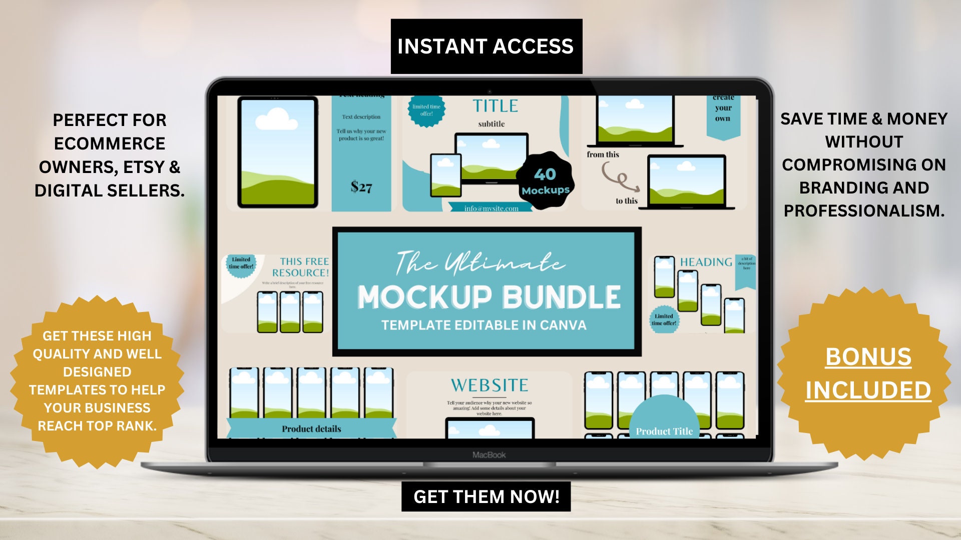 40 Canva Mockup Templates Bundle by Generational Luxury •esty, Shopify ...