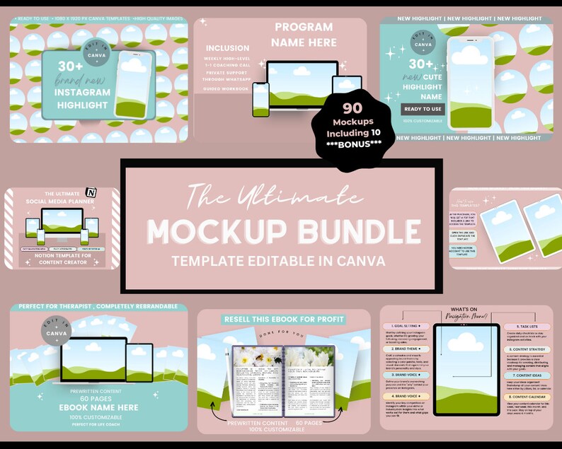 Canva Mockup Templates Bundle by Generational Luxury • Esty, Shopify ...