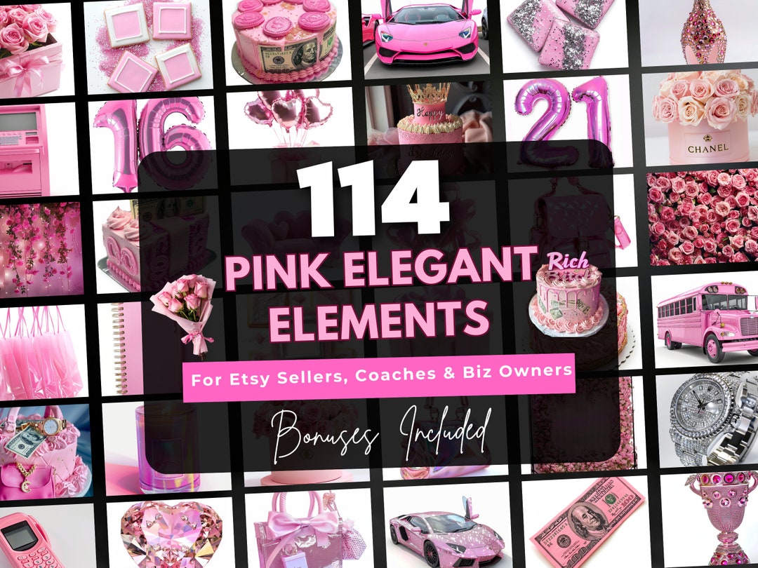 Pink Glamour Graphics Bundle: 100+ Luxury AI Elements (digital Download ...