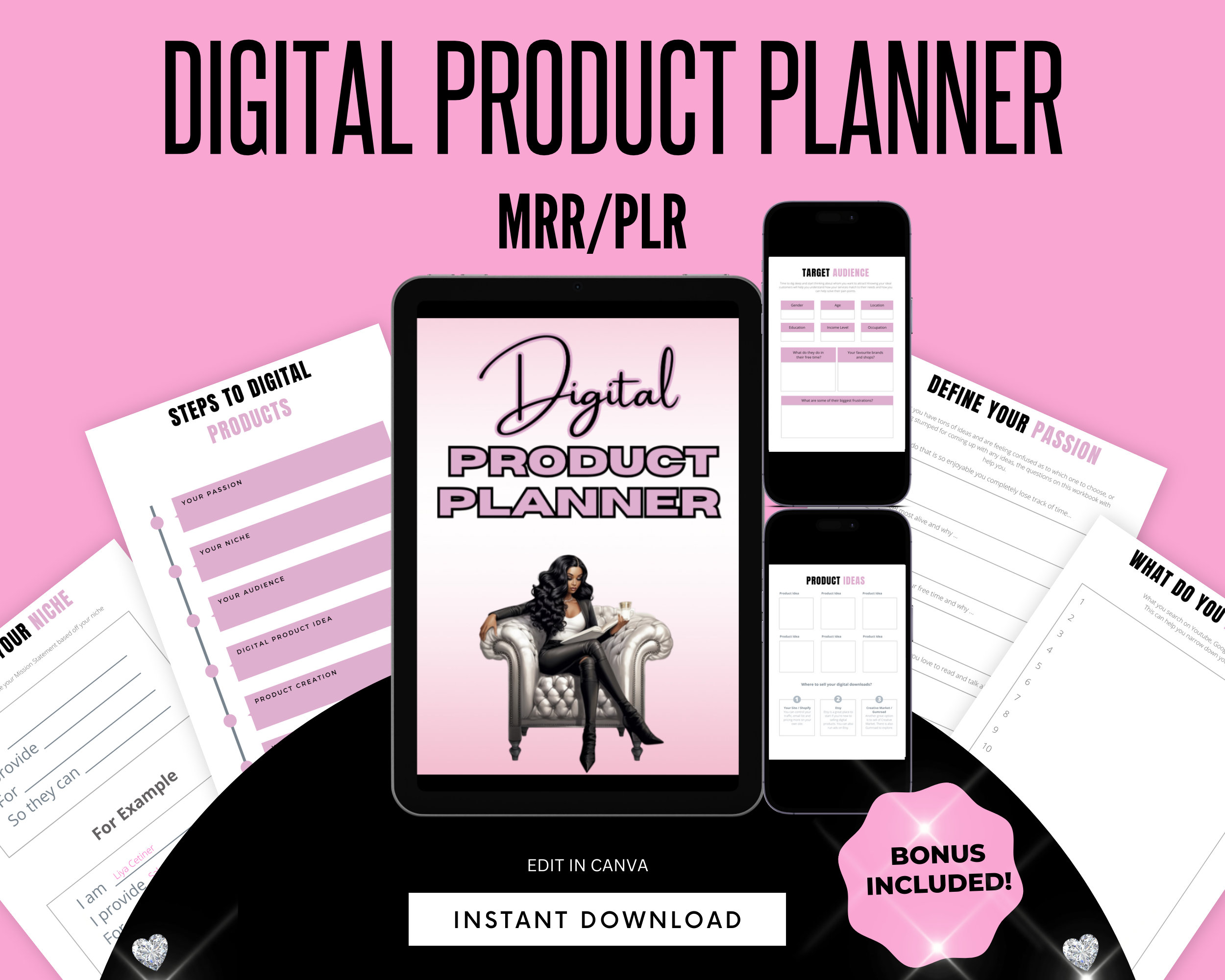 DFY Digital Product Planner PLR• by Generational Luxury• Canva Ebook ...