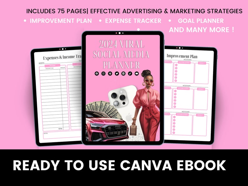 2024 Viral Social Media Planner: Canva Template (MRR/PLR) - Etsy