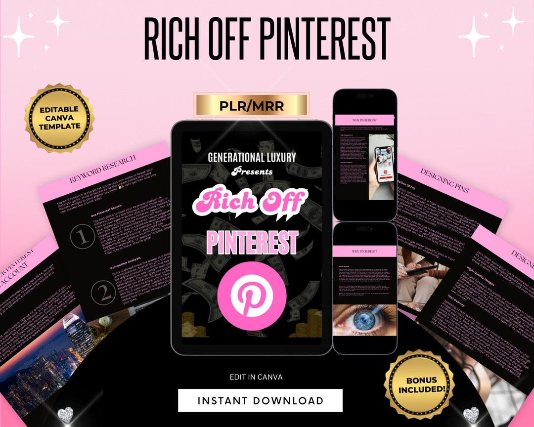 Pinterest Guide Ebook With PLR/MRR• by Generational Luxury• Canva Ebook ...