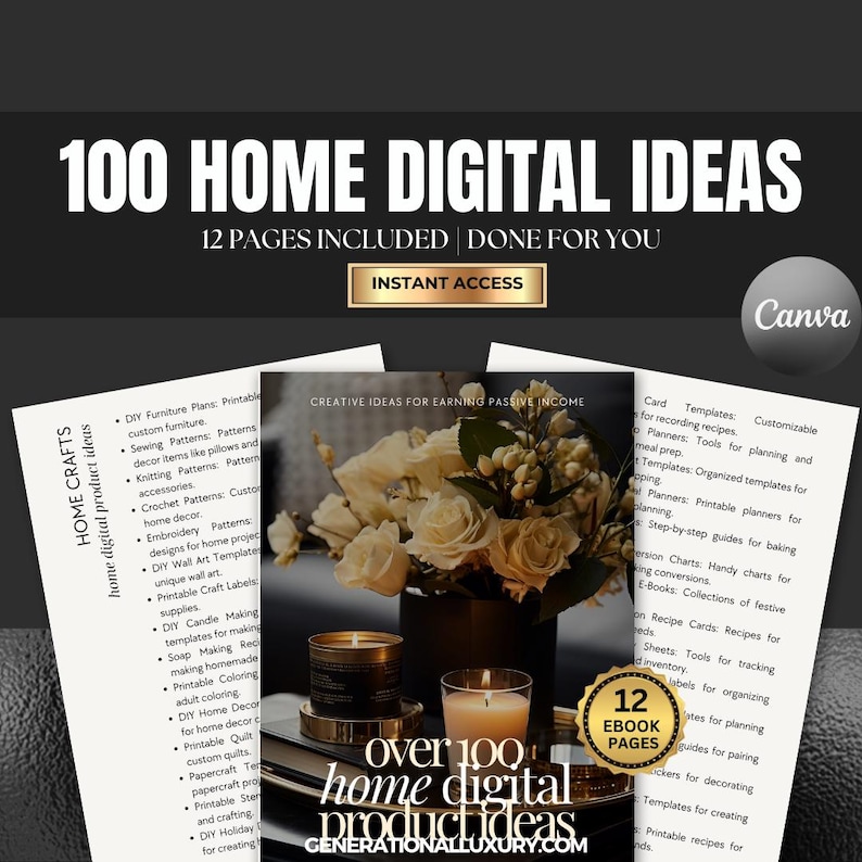 100 Home Decor Digital Product Ideas Ebook | PLR + MRR - Etsy