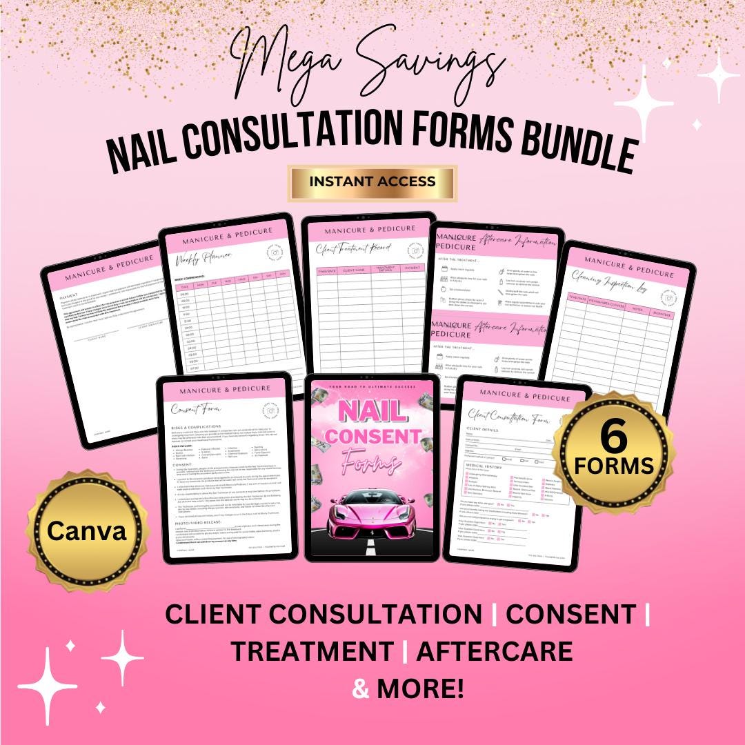 Editable Nail Consultation Forms: Salon Client Consent (canva Templates ...