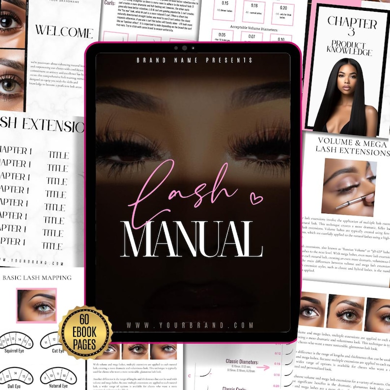 Editable Lash Tech Manual | Lash Business Training, Canva Template - Etsy